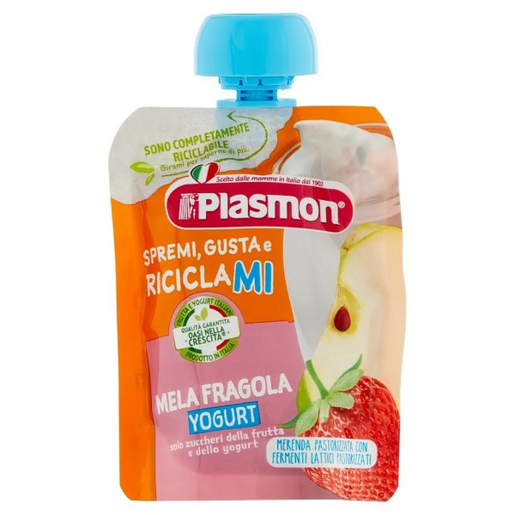 PLASMON Ябълка и ягода с йогурт 12м. 85г